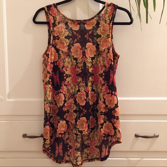 Nordstrom | Tops | Nordstromhip Black Floral High Low Tank Top | Poshmark